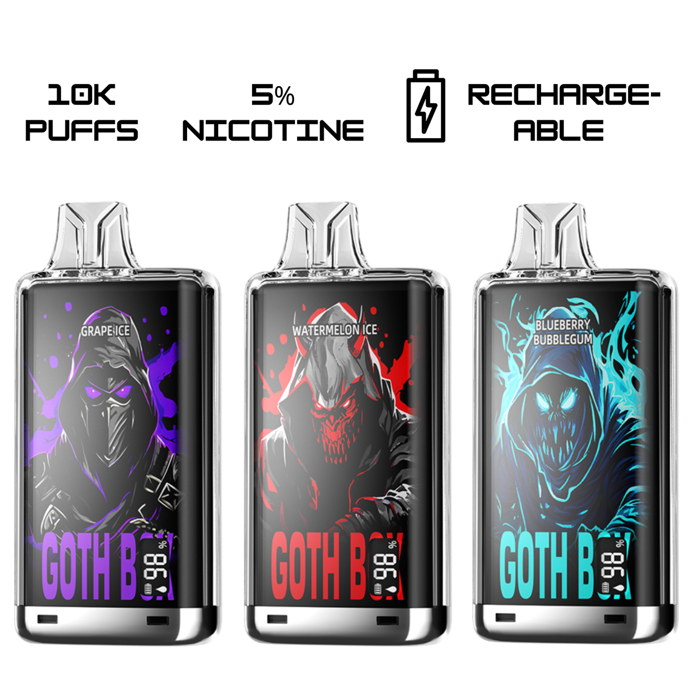 Freeton Goth Box 10000 Puffs Disposable Vape 5% 50mg Nic